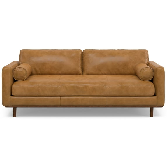Morrison 89 inch Wide Mid-Century Modern Sofa in Sienna Top Grain ...