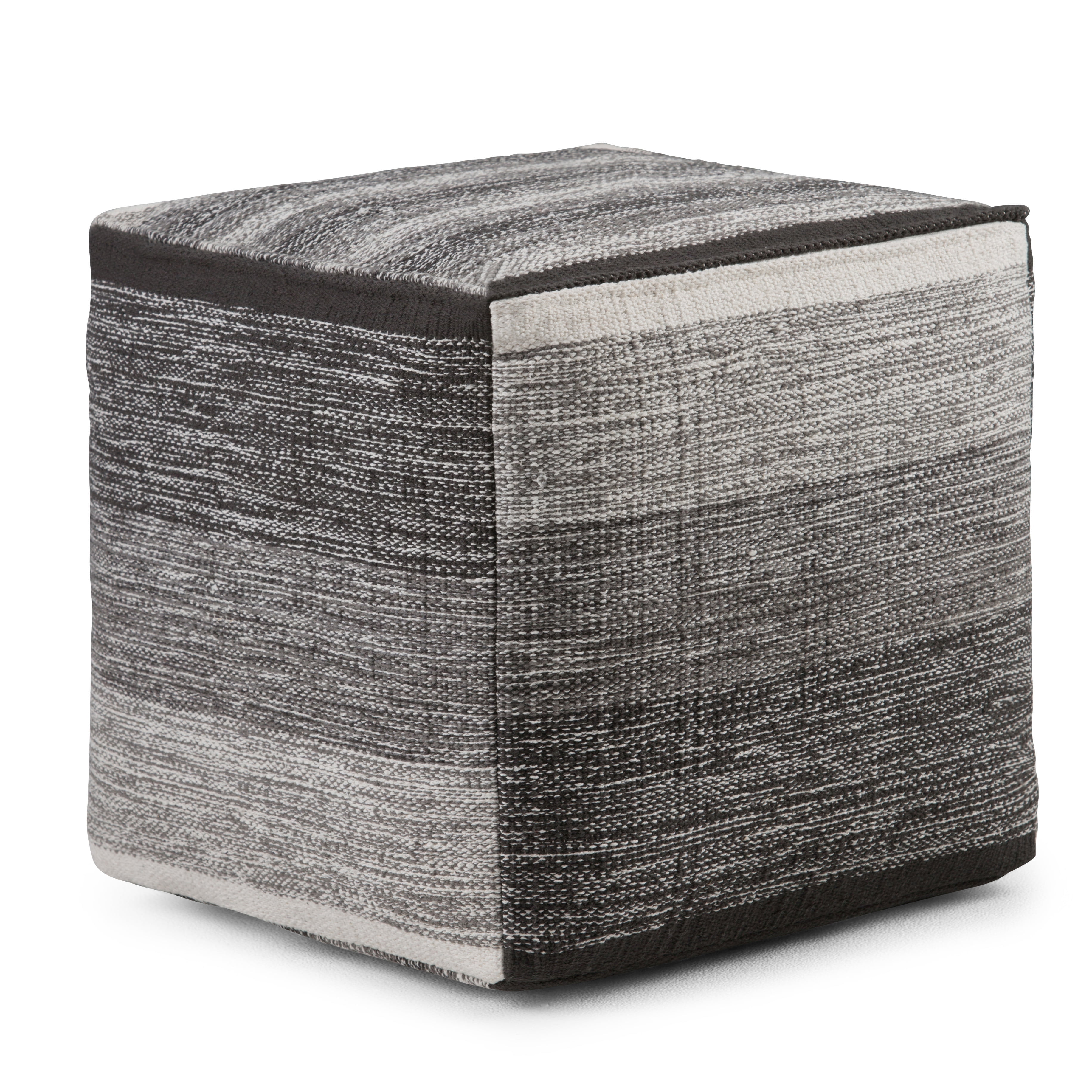 Simpli Home, Boho Ottoman Pouf, Gray Melange Handwoven Cotton, Cube Design, 16x16x16 - Walmart.com