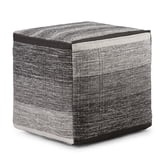 Simpli Home, Boho Ottoman Pouf, Gray Melange Handwoven Cotton, Cube ...
