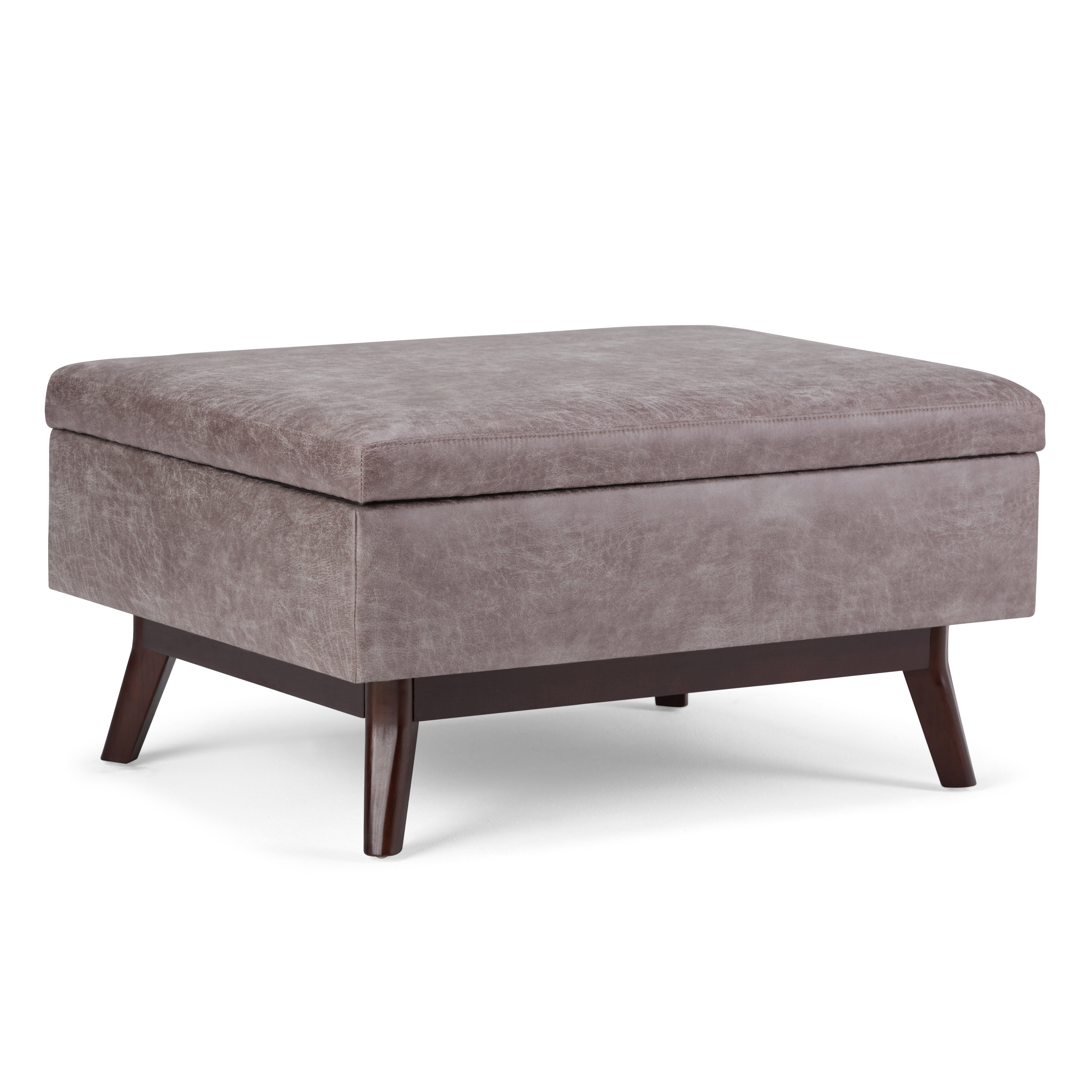 Simpli Home Owen Faux Leather Storage Coffee Table Ottoman in Gray ...