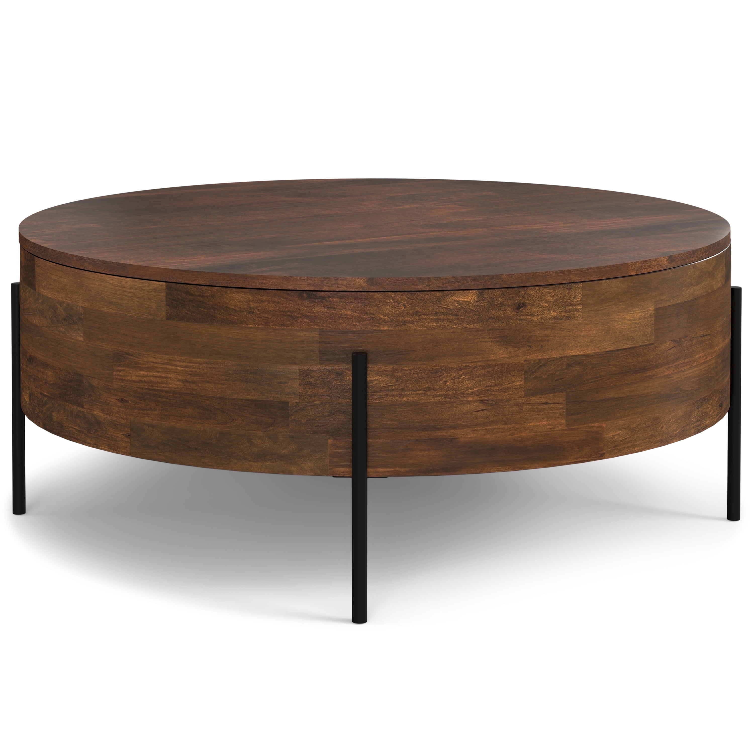 Simpli Home Rayburn SOLID MANGO WOOD 38 inch Wide Round Modern Urban ...