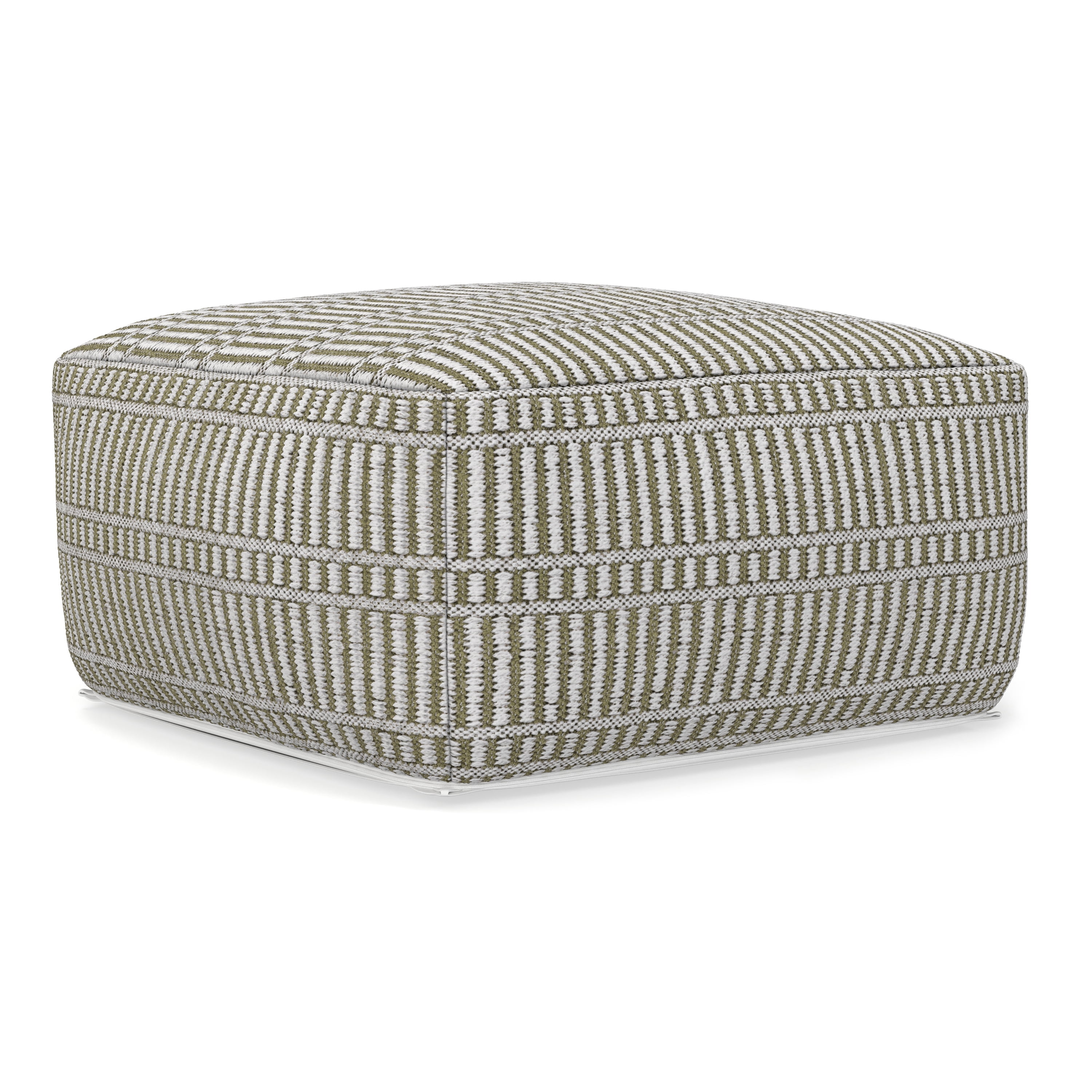 Simpli Home Safford 20 inch Wide Boho Outdoor/Indoor Square Pouf in Natural/Travertine/White ...