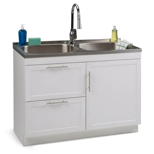Simpli Home Seiger 46 inch Laundry Cabinet with Pull-out Faucet and ...