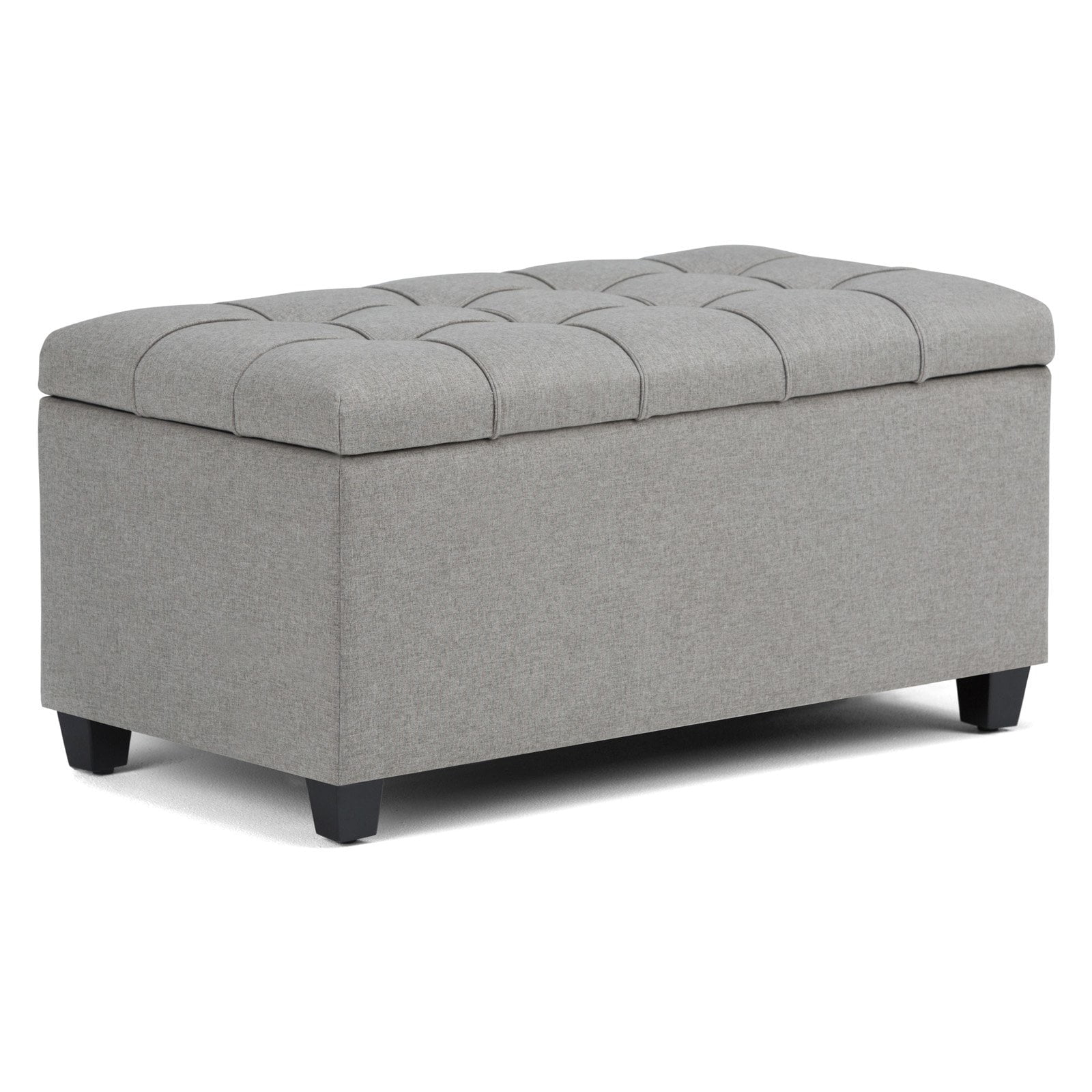 Simpli Home Sienna 34" Transitional Rectangle Ottoman Bench in Dove ...