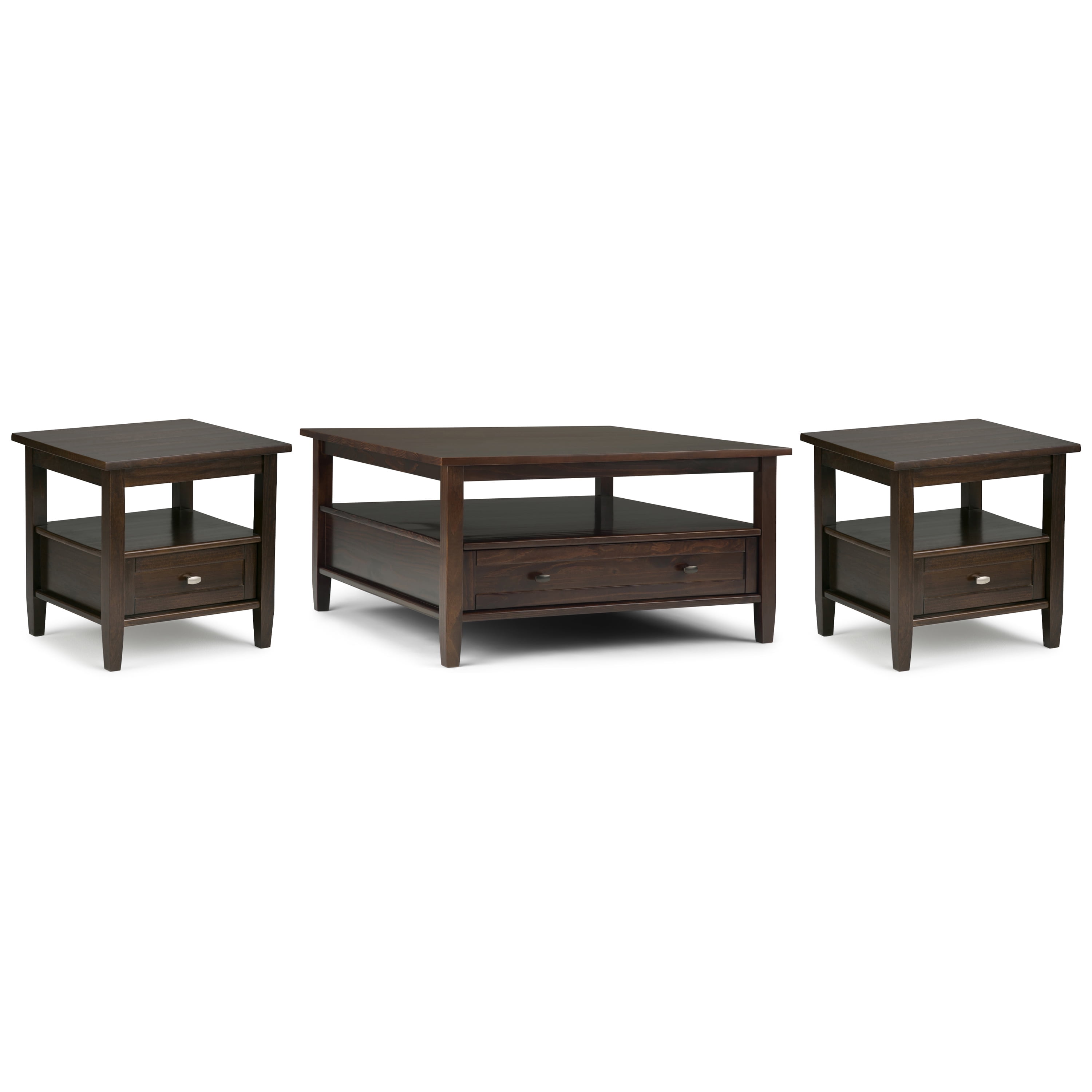 Warm Shaker Solid Wood Transitional 36 inch Wide Coffee Table with 2 20 ...