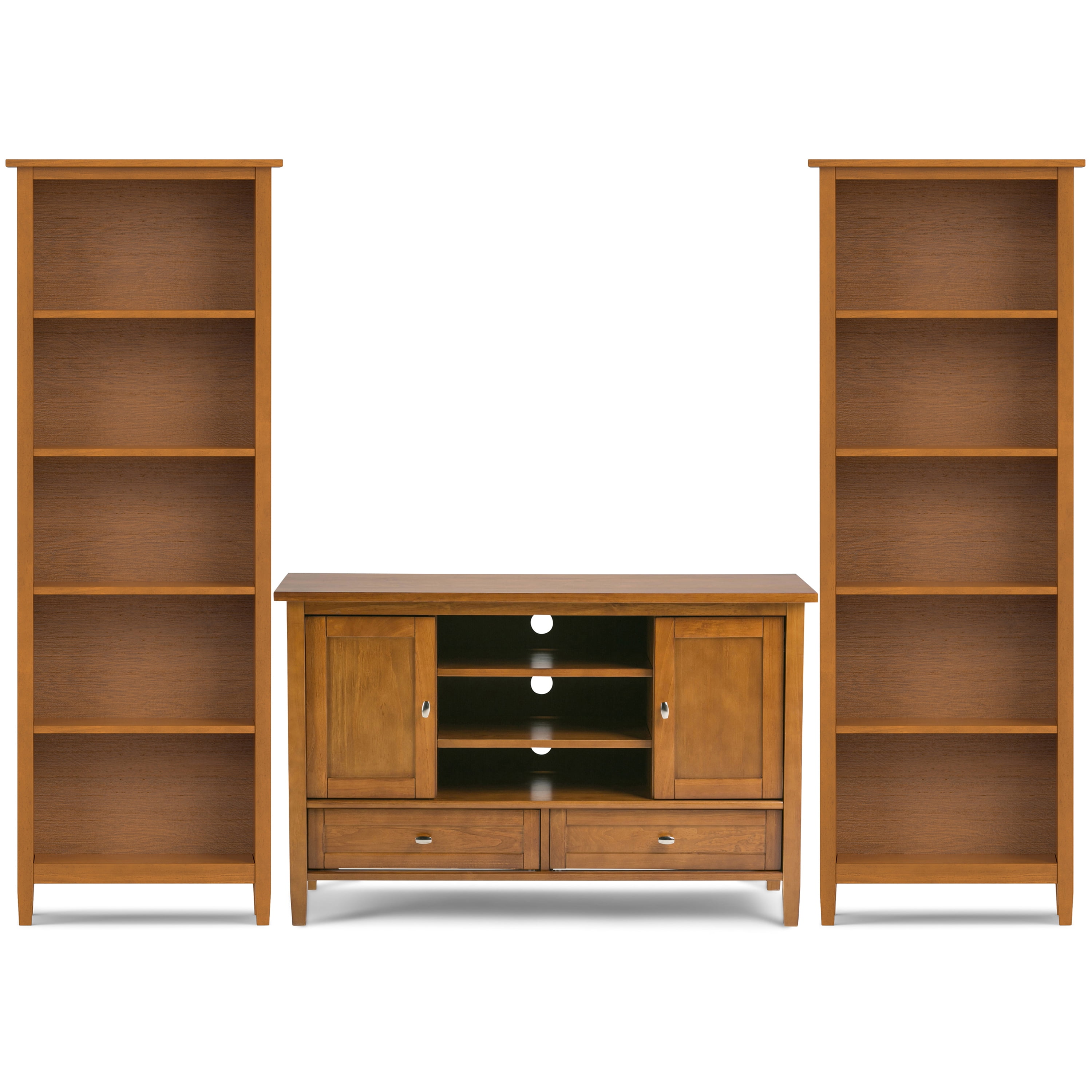 Warm Shaker Solid Wood Transitional 47 inch Wide TV Stand with Two 26 ...