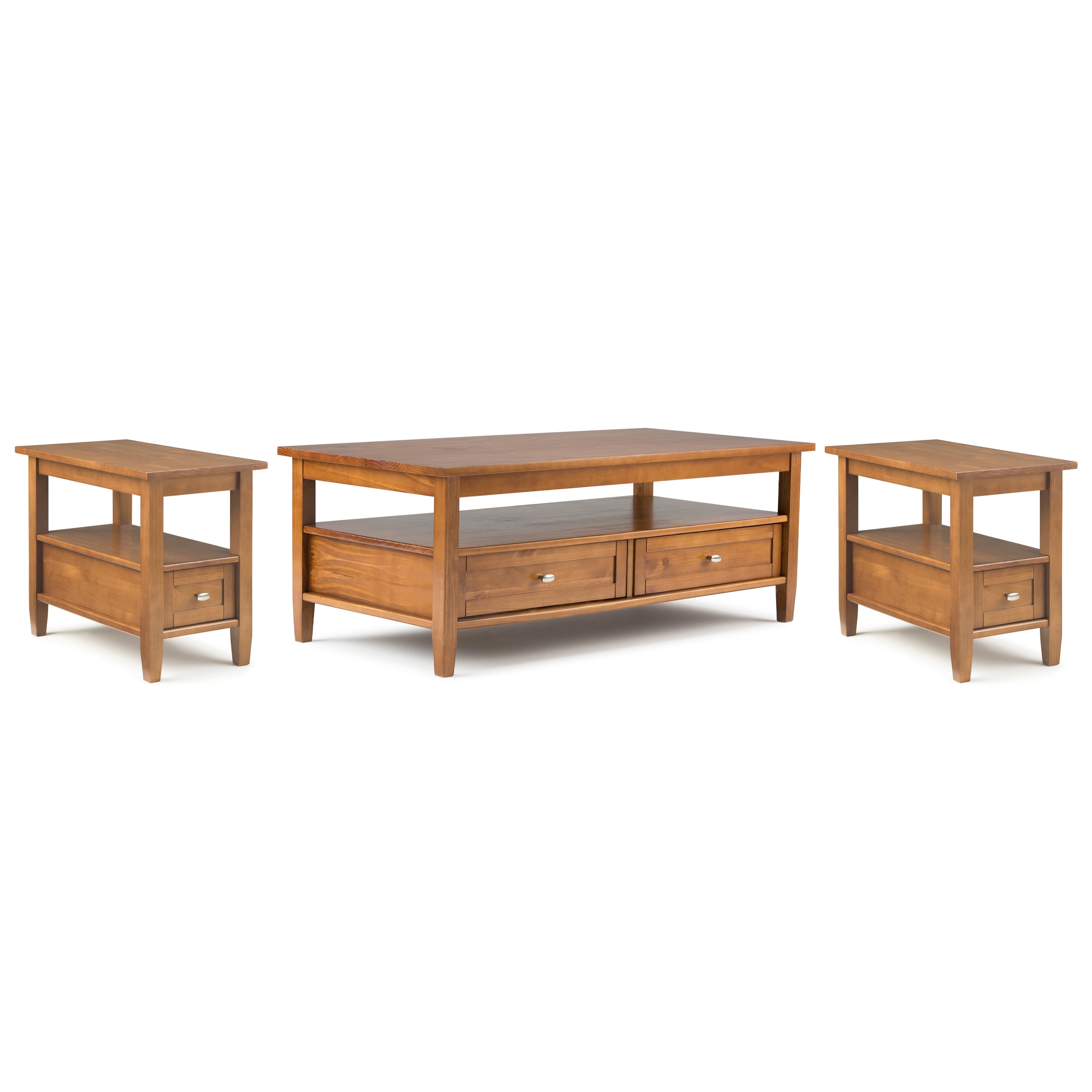 Warm Shaker Solid Wood Transitional 48 inch Wide Coffee Table with 2 14 ...