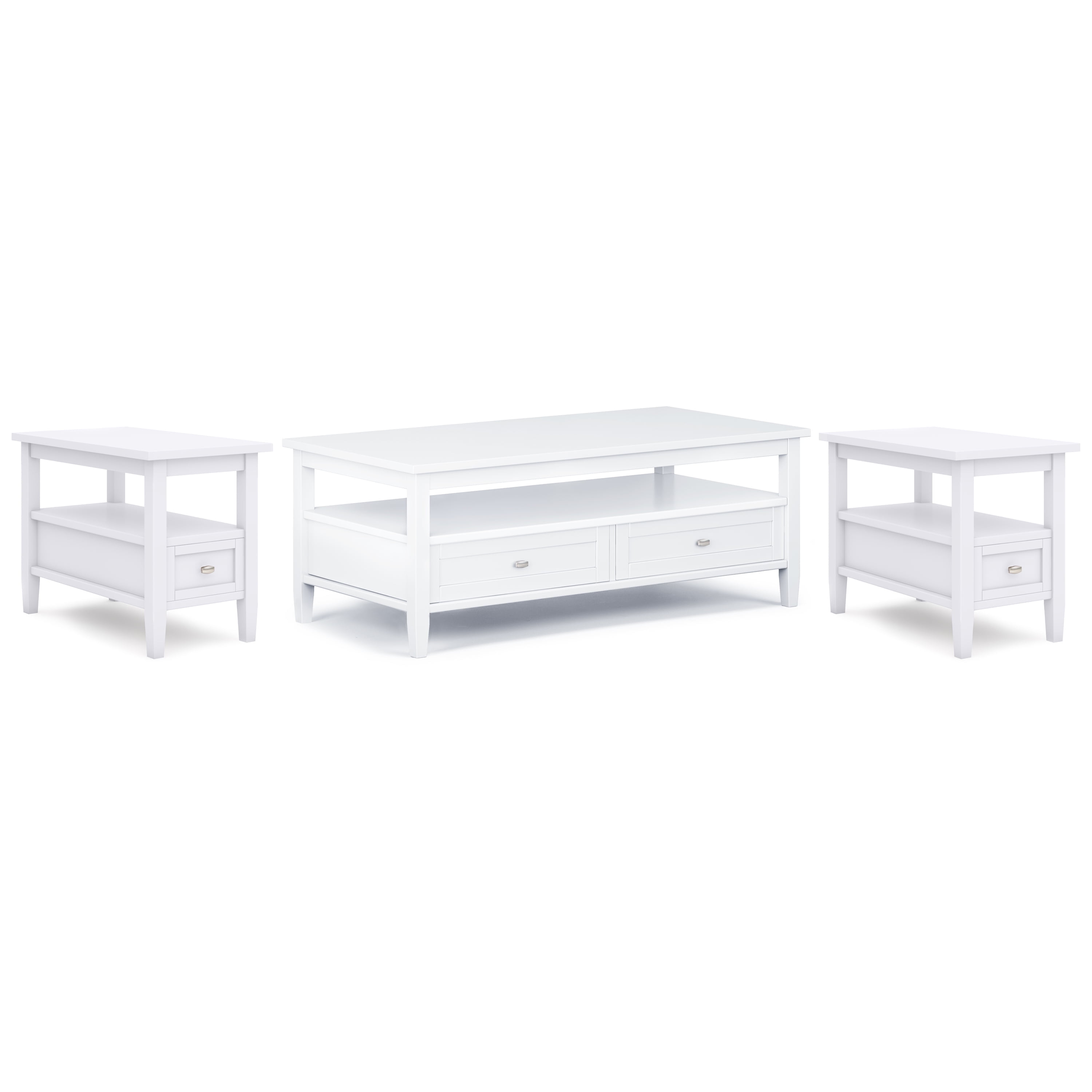 Warm Shaker Solid Wood Transitional 48 inch Wide Coffee Table with 2 14 ...