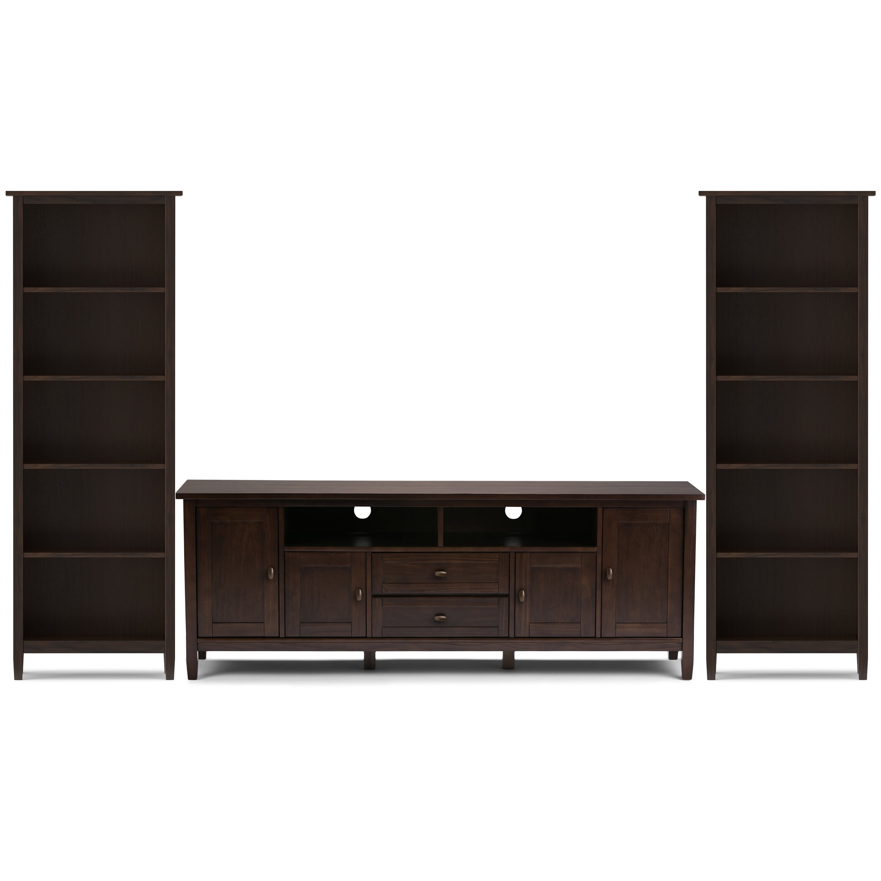 Simpli Home Warm Shaker Solid Wood Transitional 72 inch Wide TV Stand ...