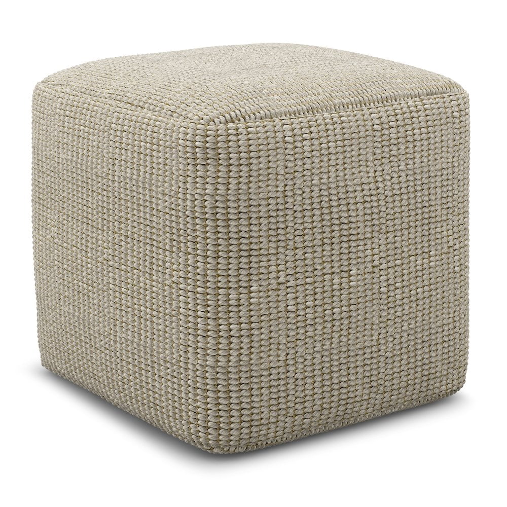 Simpli Home Zelma Square Woven Pouf Footrest in Cream for Indoor ...