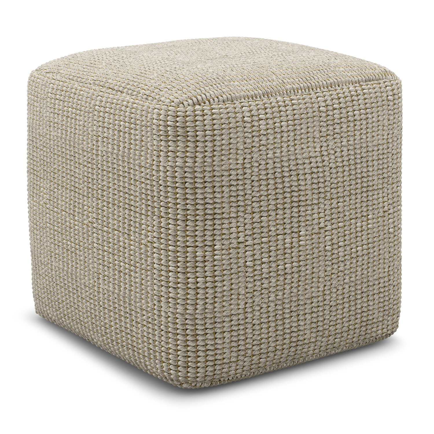 LR Home Small Over-tufted Geometric Indoor Square Pouf, Cream, 18" x 18 ...