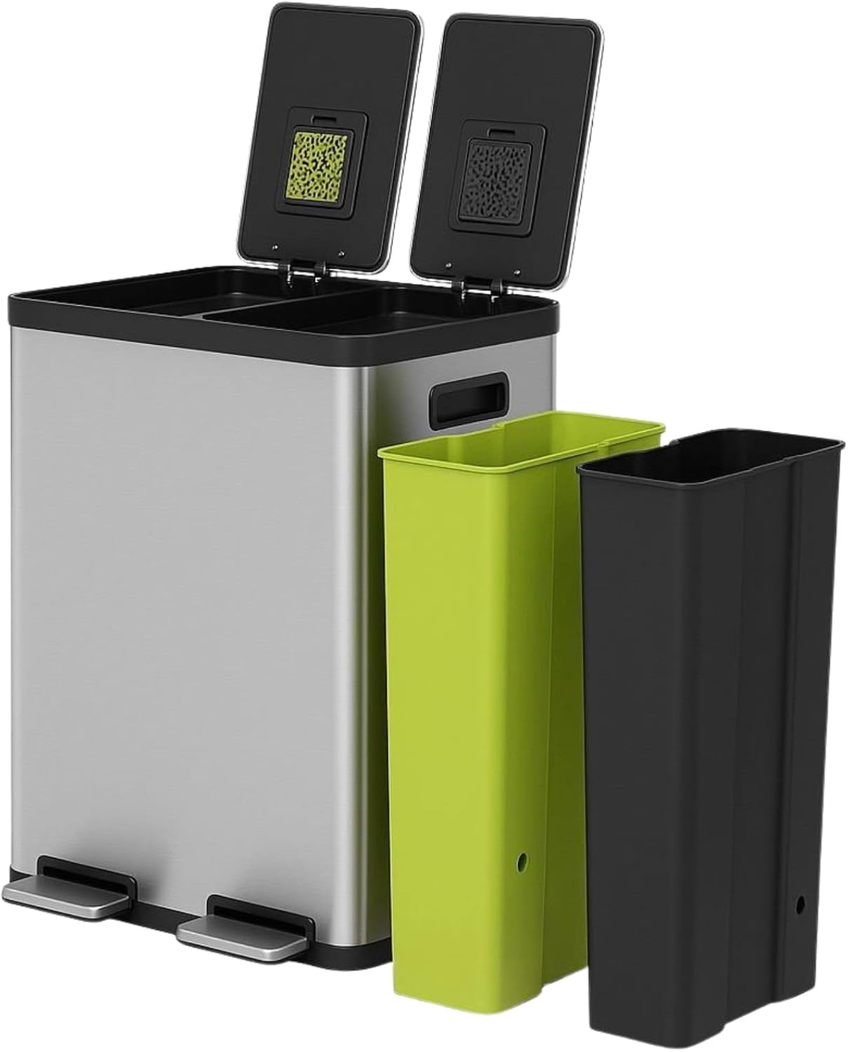 Simpli-Magic 16 Gallon (60L) Step Trash Can – Dual Compartment Kitchen ...