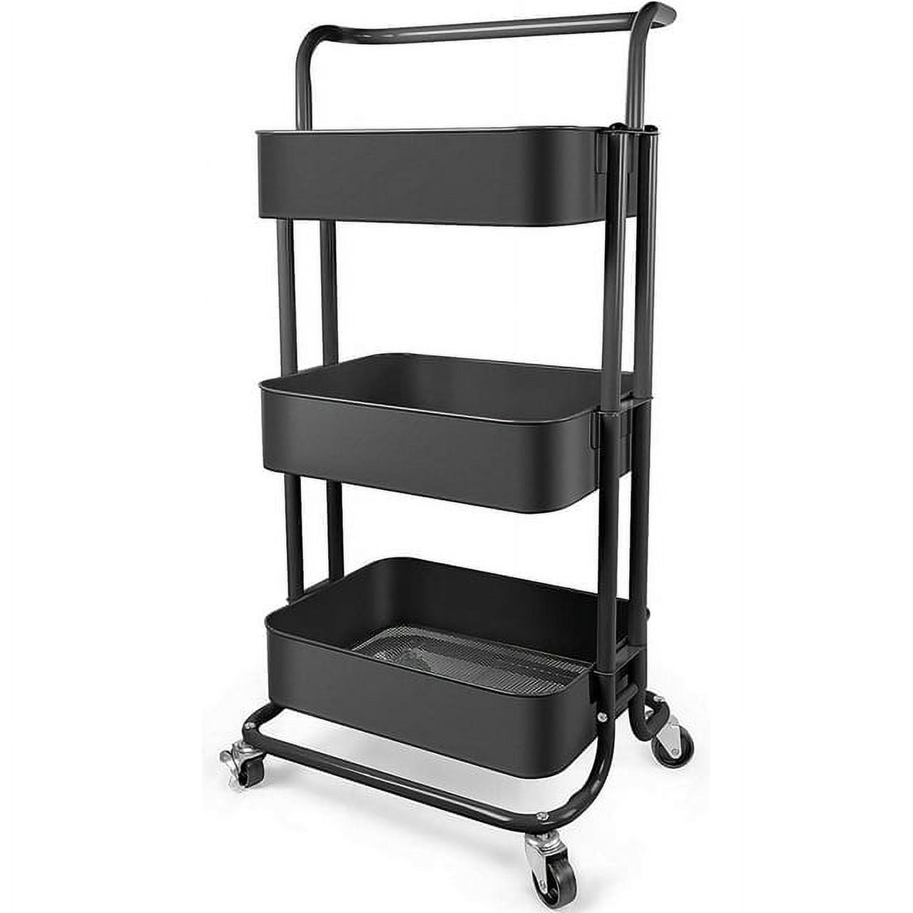 "Simpli-Magic Utility 3-Tier Rolling Cart, Movable, 3 Metal Baskets ...
