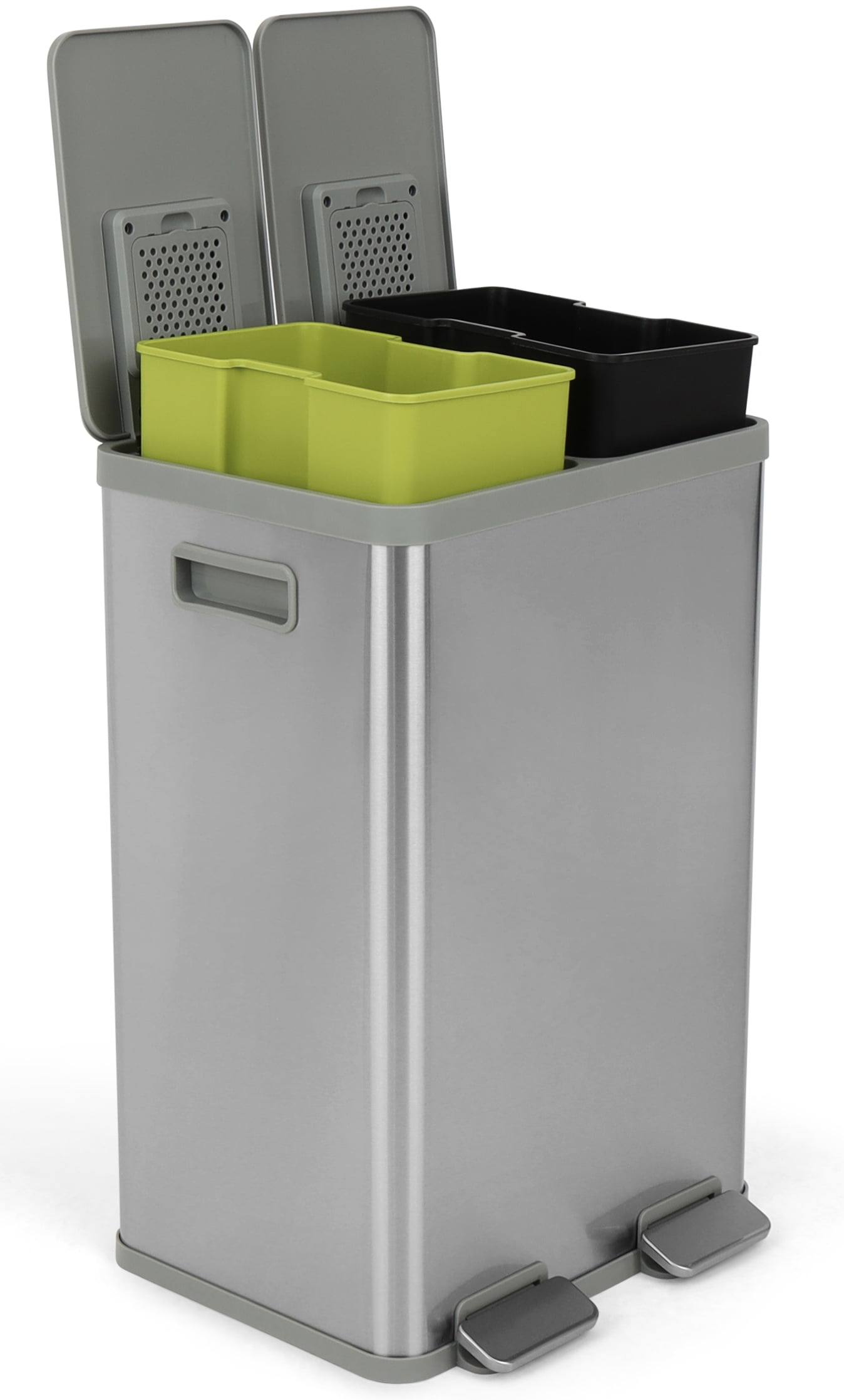 Simpli-Magic 40L Dual Compartment Large Kitchen Trash Can, Soft-Close ...