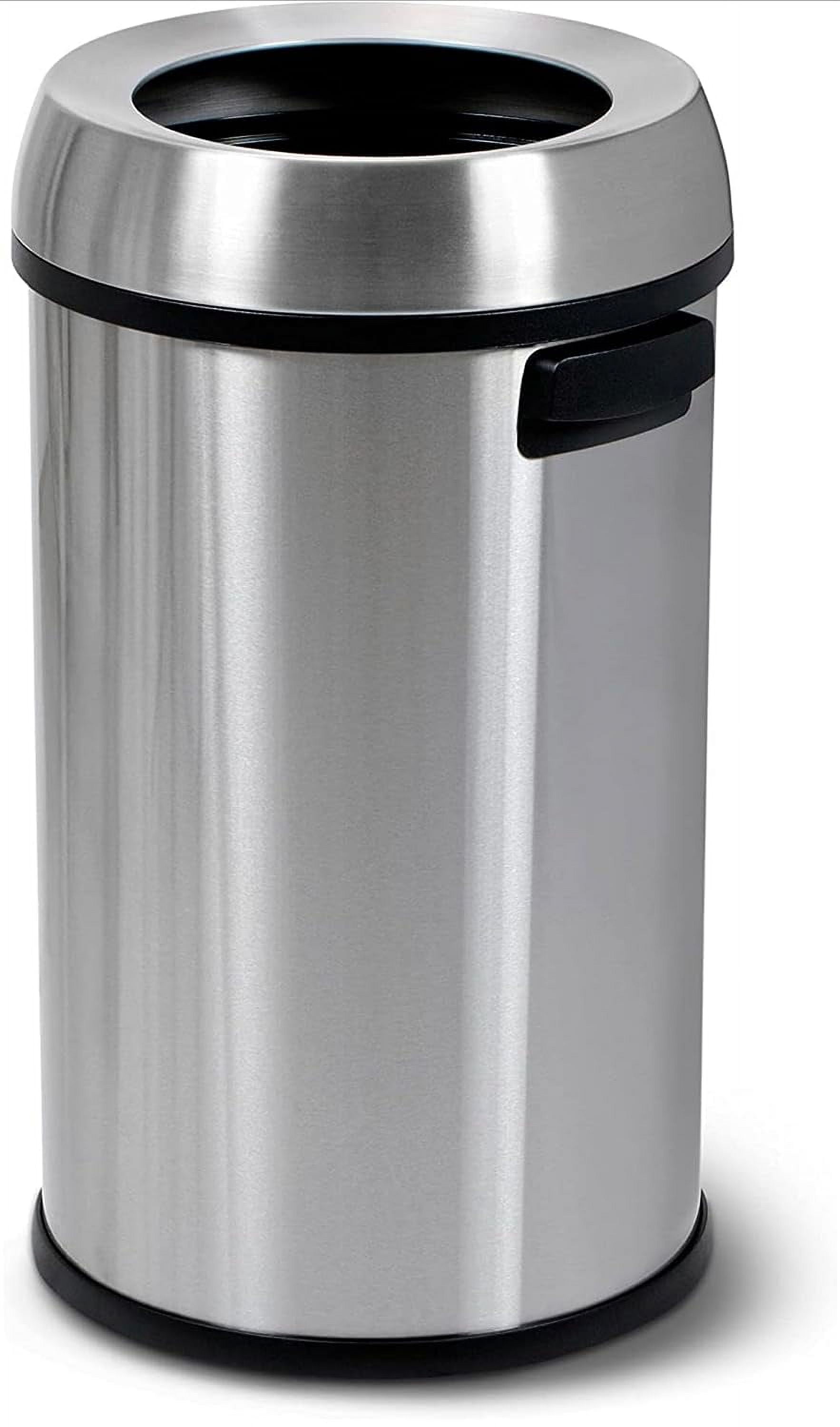 Simpli-Magic Open Top Stainless Steel Garbage Bin with Soft-Close Trash Can Lid, 70L - Walmart.com