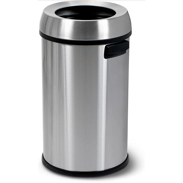 Simpli-Magic Open Top Stainless Steel Garbage Bin with Soft-Close Trash Can Lid, 70L - Walmart.com