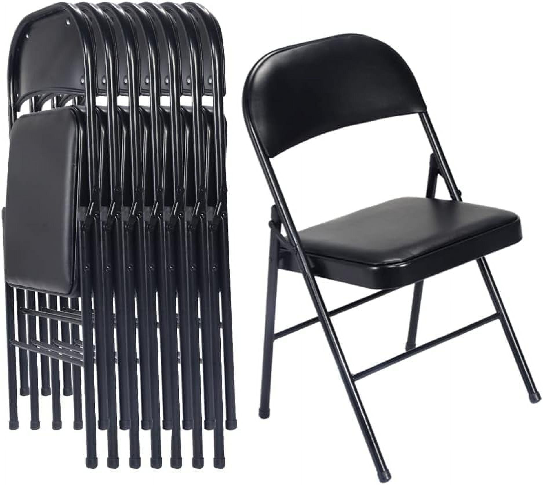 Simpli Magic Padded Folding Chairs Black Metal Folding Chairs with ...
