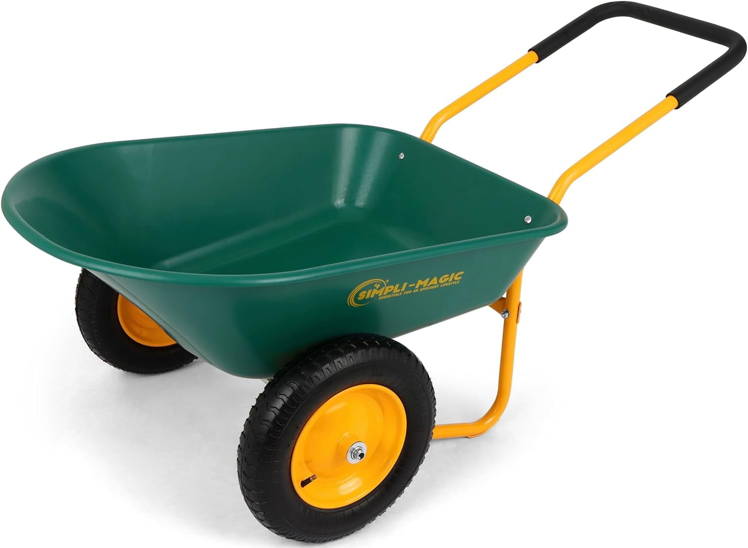 Simpli Magic Steel & Plastic Dual-Wheel Wheelbarrow, Push & Pull Lawn ...