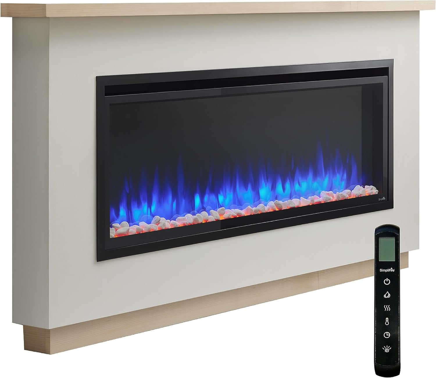 SimpliFire Boyd 68"W x 40"H x 7.5"D Wall Mount Electric Fireplace Build ...