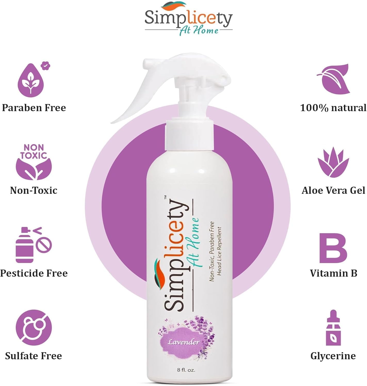 Simplicety® Lice Prevention Spray for Kids Hair (8 Fl Oz), All Natural ...