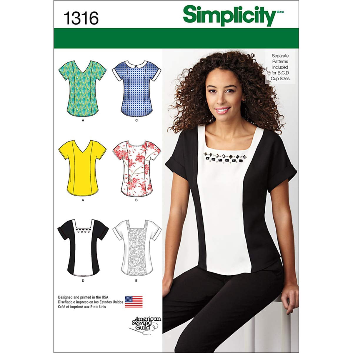 Simplicity 1316 Sewing Guild Women's Top Sewing Pattern, Sizes 14-22 ...