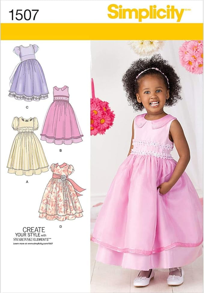 Simplicity 1507 Toddler Girl's Formal Dress Sewing Pattern, Sizes 1/2-3 ...