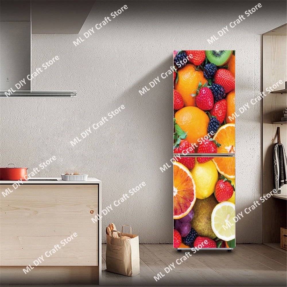 Simplicity 3D Fruit Fridge Door Mural Sticker Self Adhesive Waterproof ...
