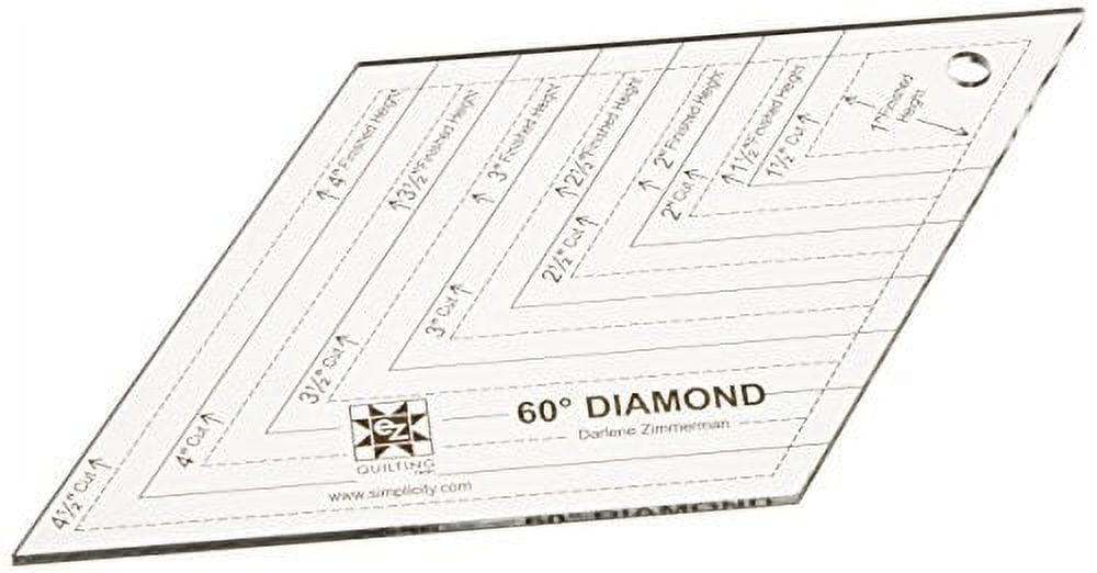 Simplicity 60 Degree Diamond Quilting Ruler and Quilting Template, 8" x ...