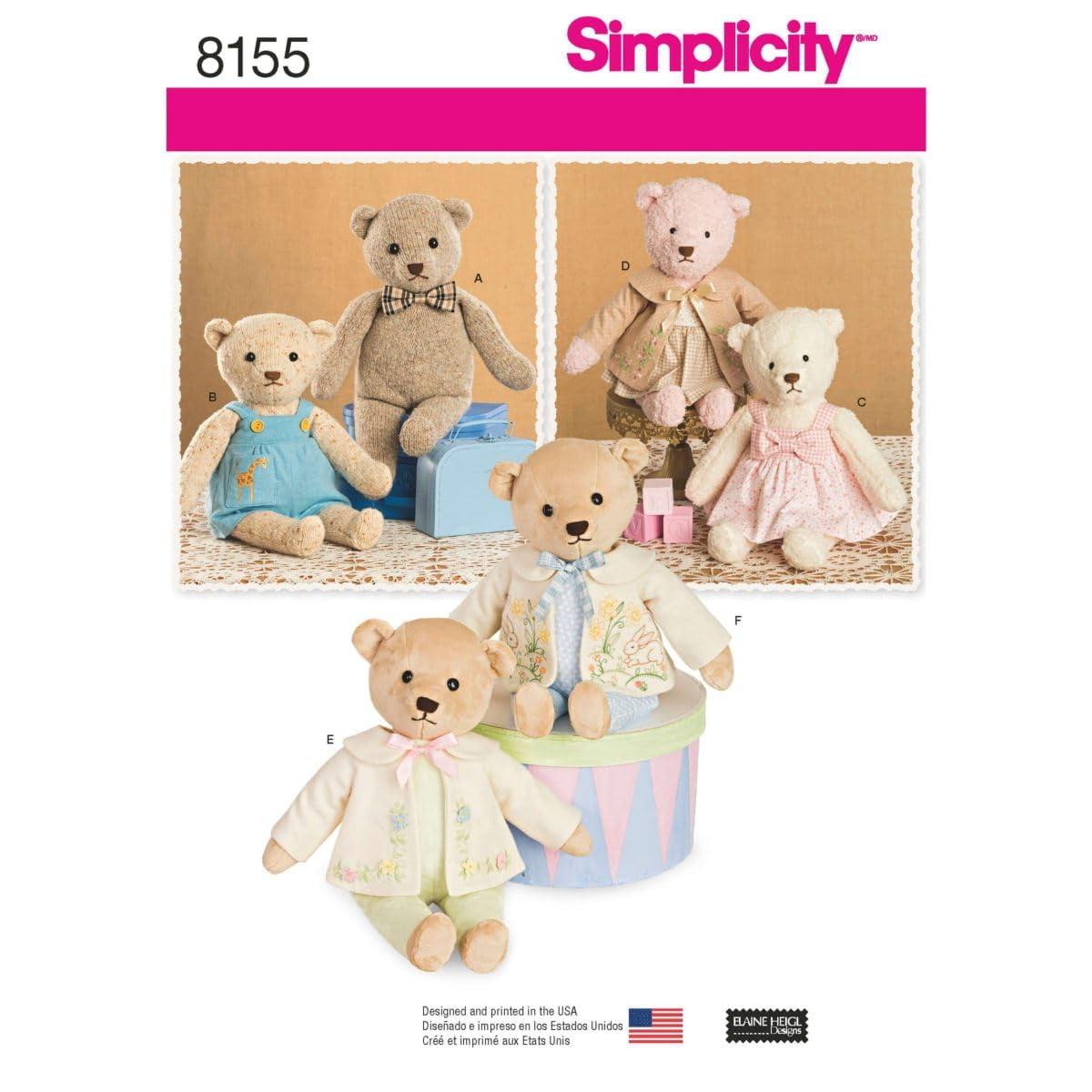 Simplicity 8155 Make Your Own Teddy Bear with Accessories and Clothes ...