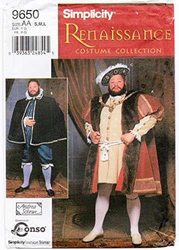 Simplicity 9650 Men's Edwardian Renaissance Doublet Cape and Hat King ...