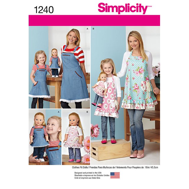 Simplicity Aprons for Misses, Children & 18" Doll Pattern, 1 Each ...