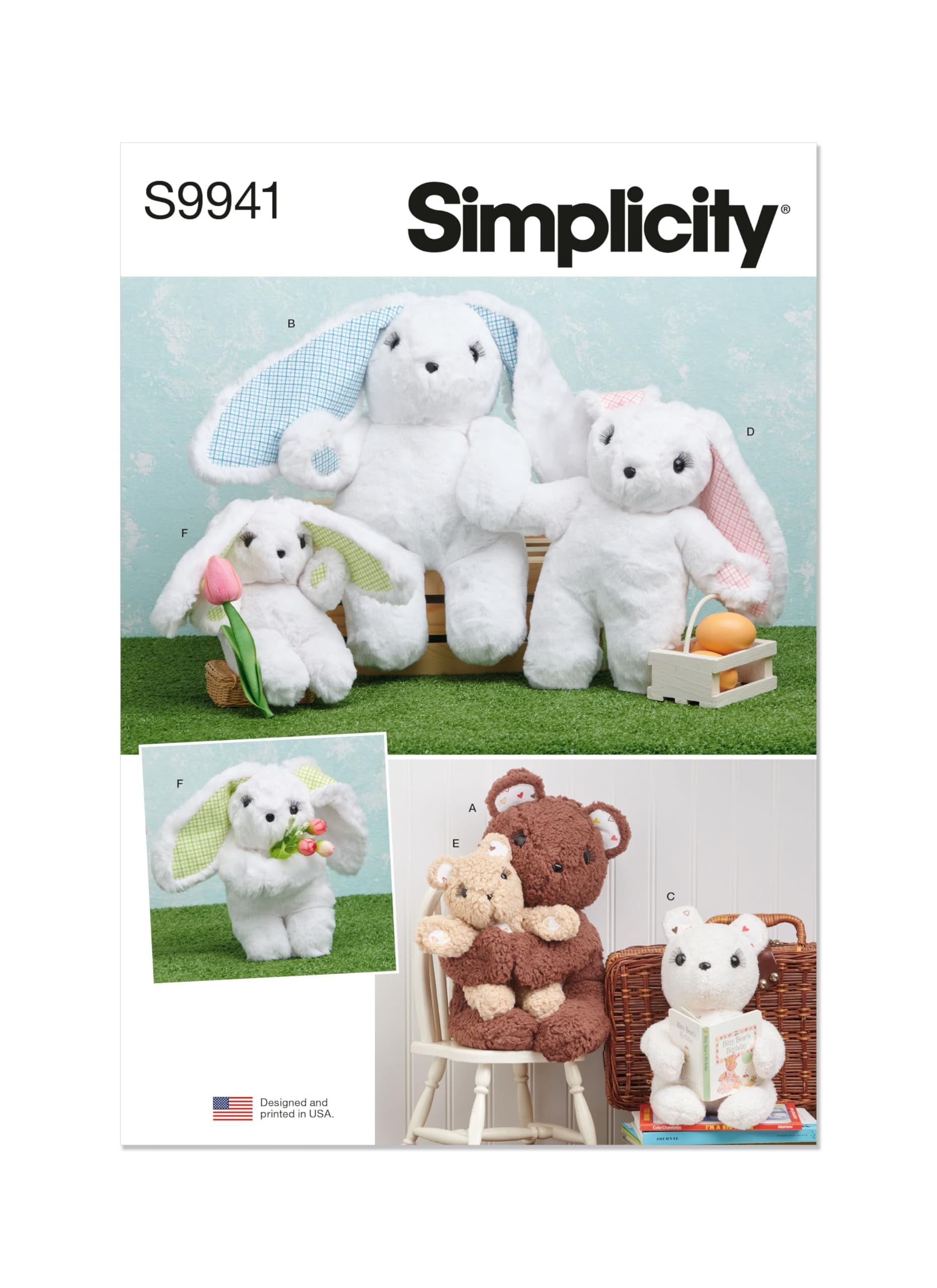 Simplicity Bears and Bunnies Plush Animals Sewing Pattern Packet ...