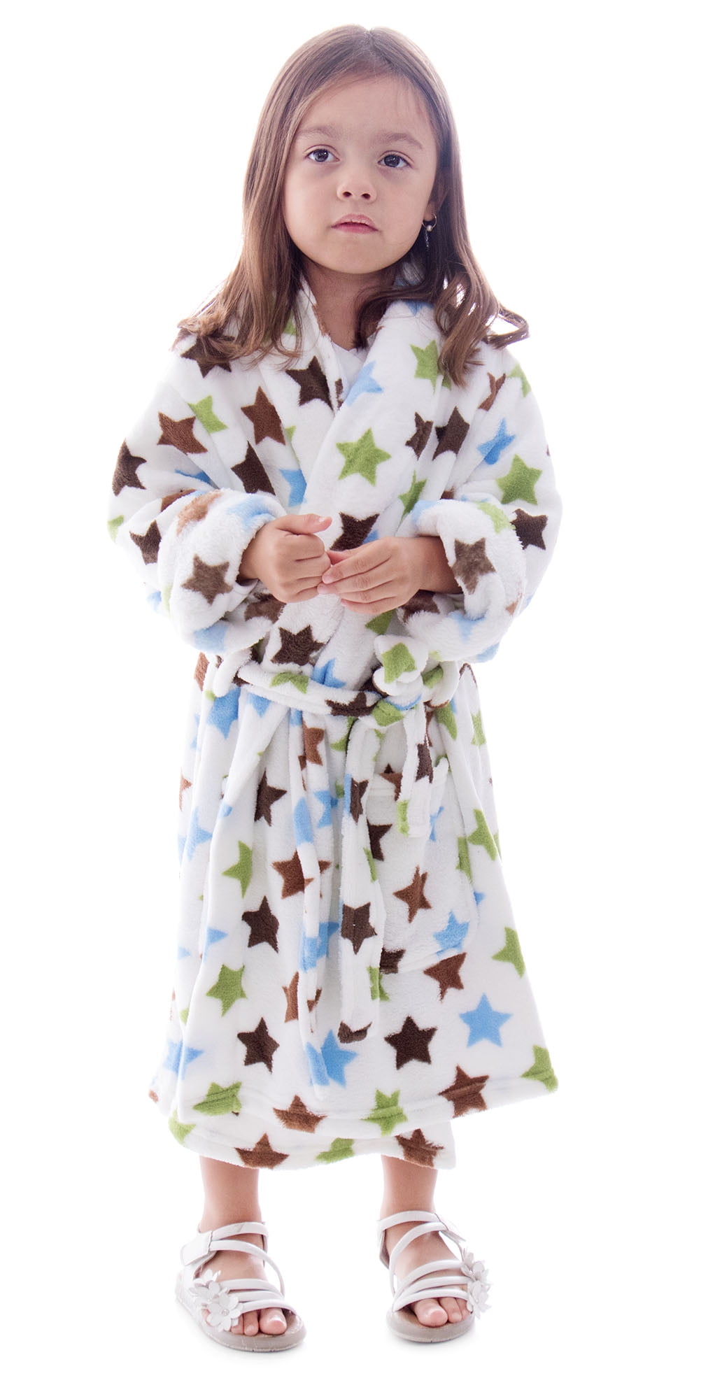Simplicity Boy's Winter Plush Velvet Fleece Stars Bathrobe Robe w/Two ...