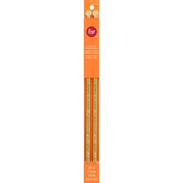 Simplicity Boye 10.25 in Acrylic Glitter Knitting Needles, Size 8, Gold ...