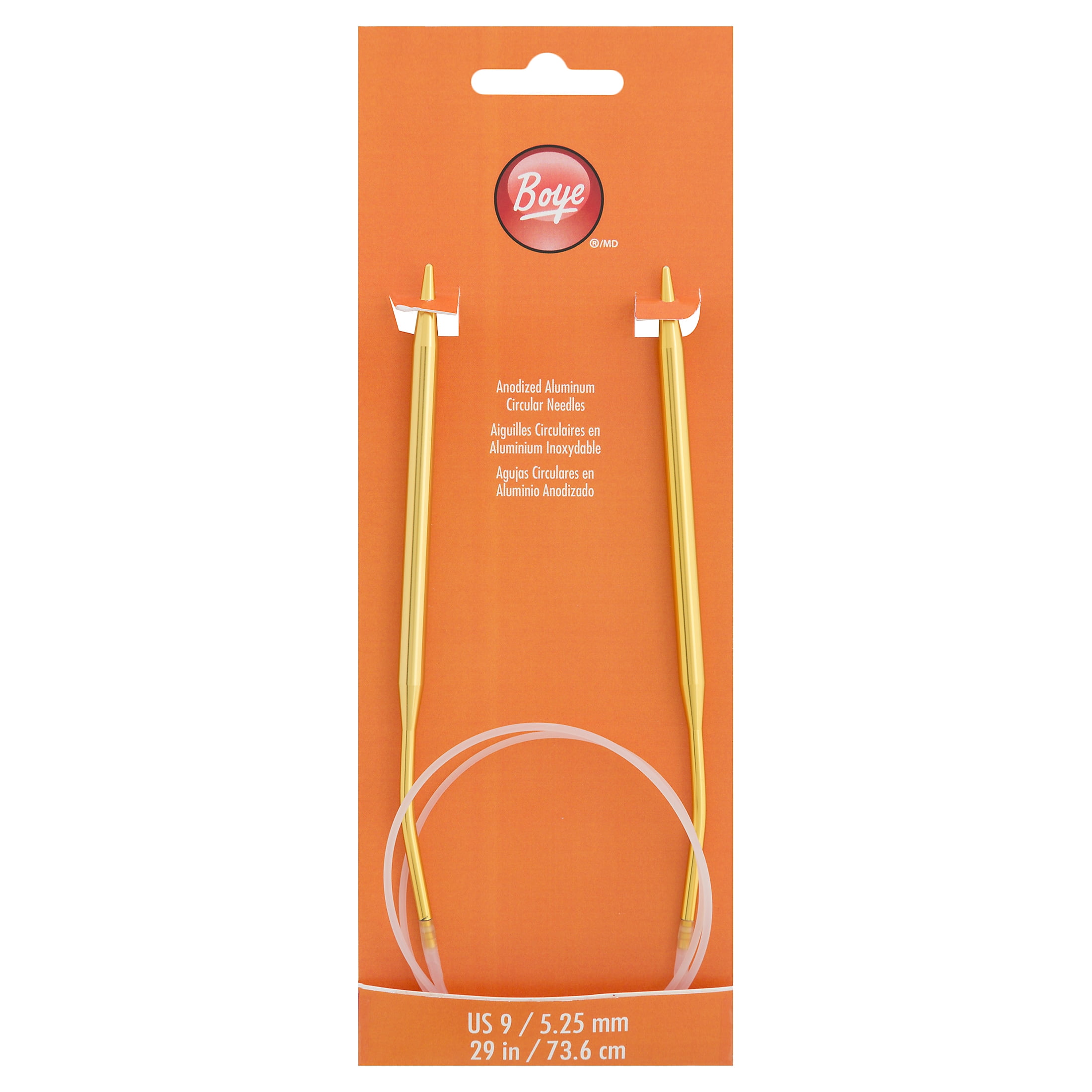 Boye 29-inch Anodized Aluminum Circular Knitting Needles Size 9 Gold ...