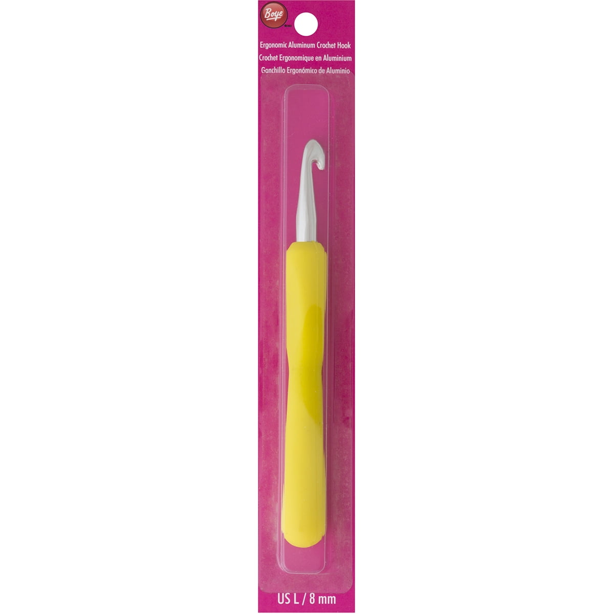 Simplicity Boye Ergonomic Aluminum Crochet Hook, Size L Yellow ...