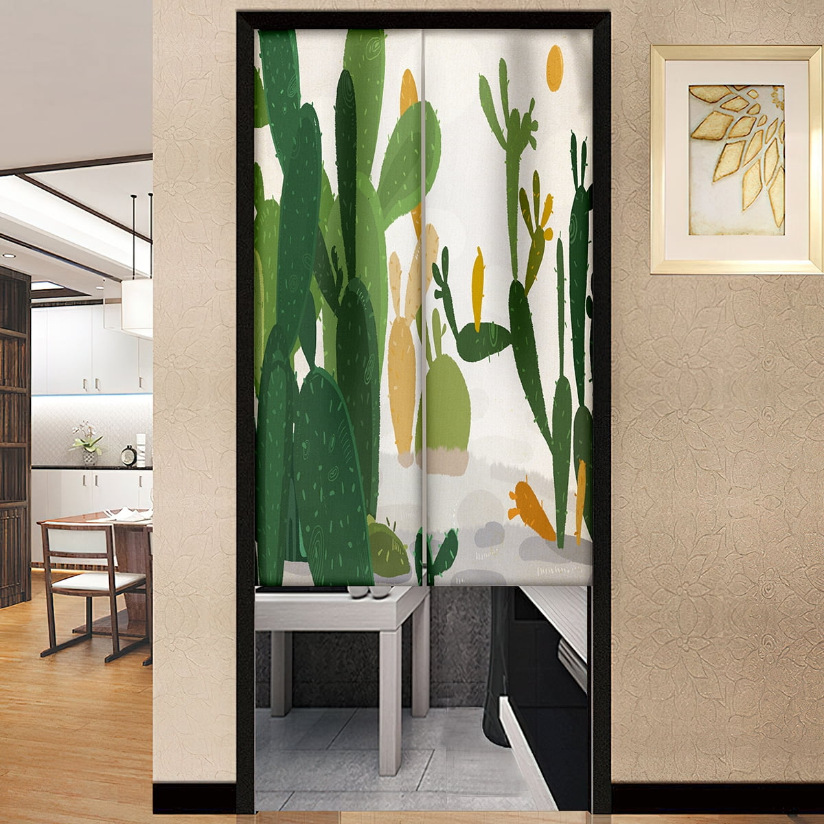 Simplicity Cartoon Cactus Japanese Door Curtain Kitchen Partition ...