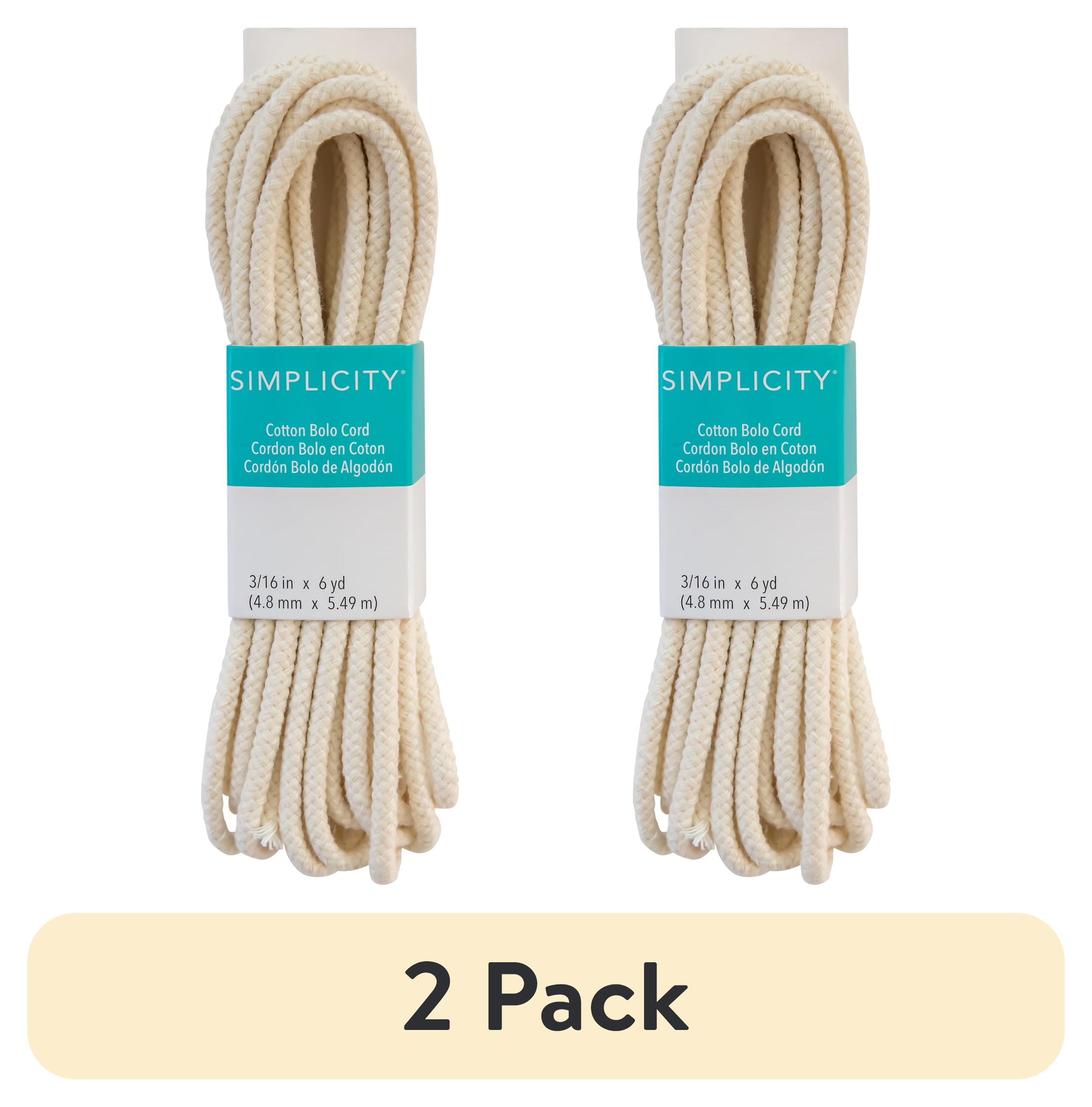 (2 pack) Simplicity Cream 3/16" Cotton Bolo Cording Trim, 6 Yards ...
