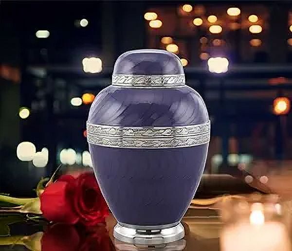 Simplicity Cremation Urn - Beautifully Handcrafted Adult Urn with Silver Band for Ashes - Large ...