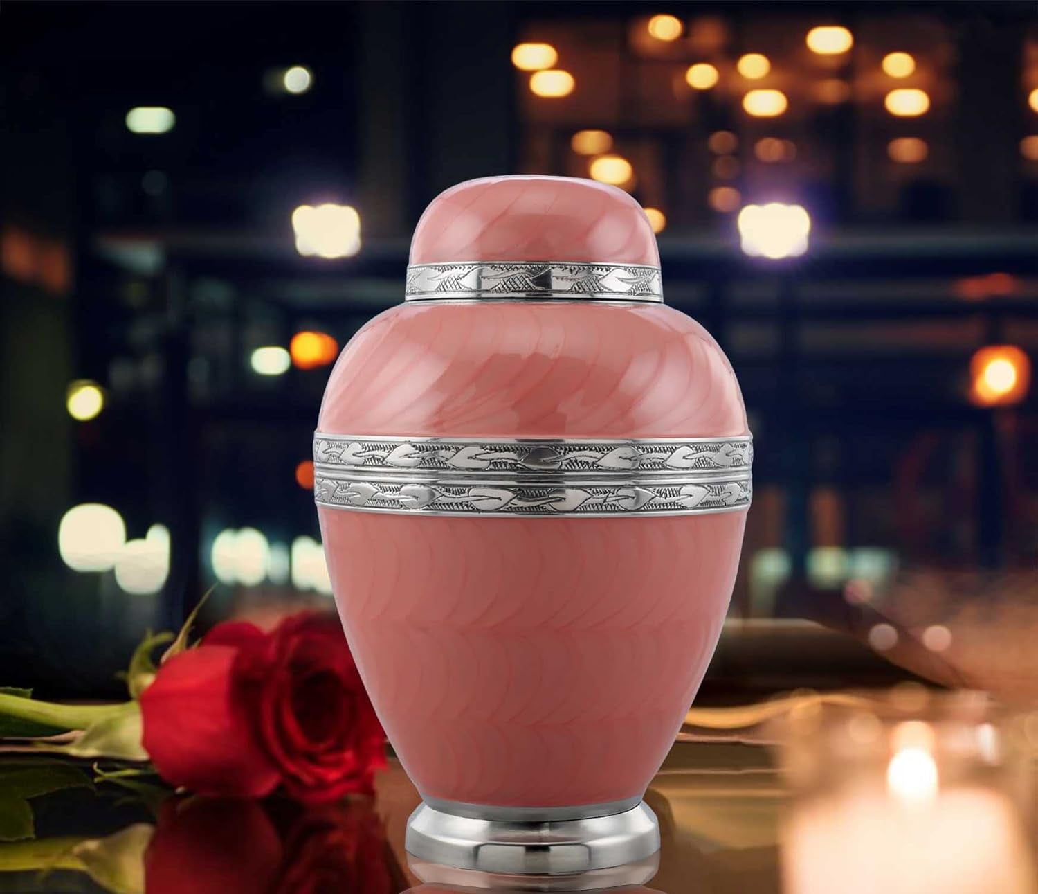 Simplicity Cremation Urn - Beautifully Handcrafted Adult Urn with Silver Band for Ashes - Large ...