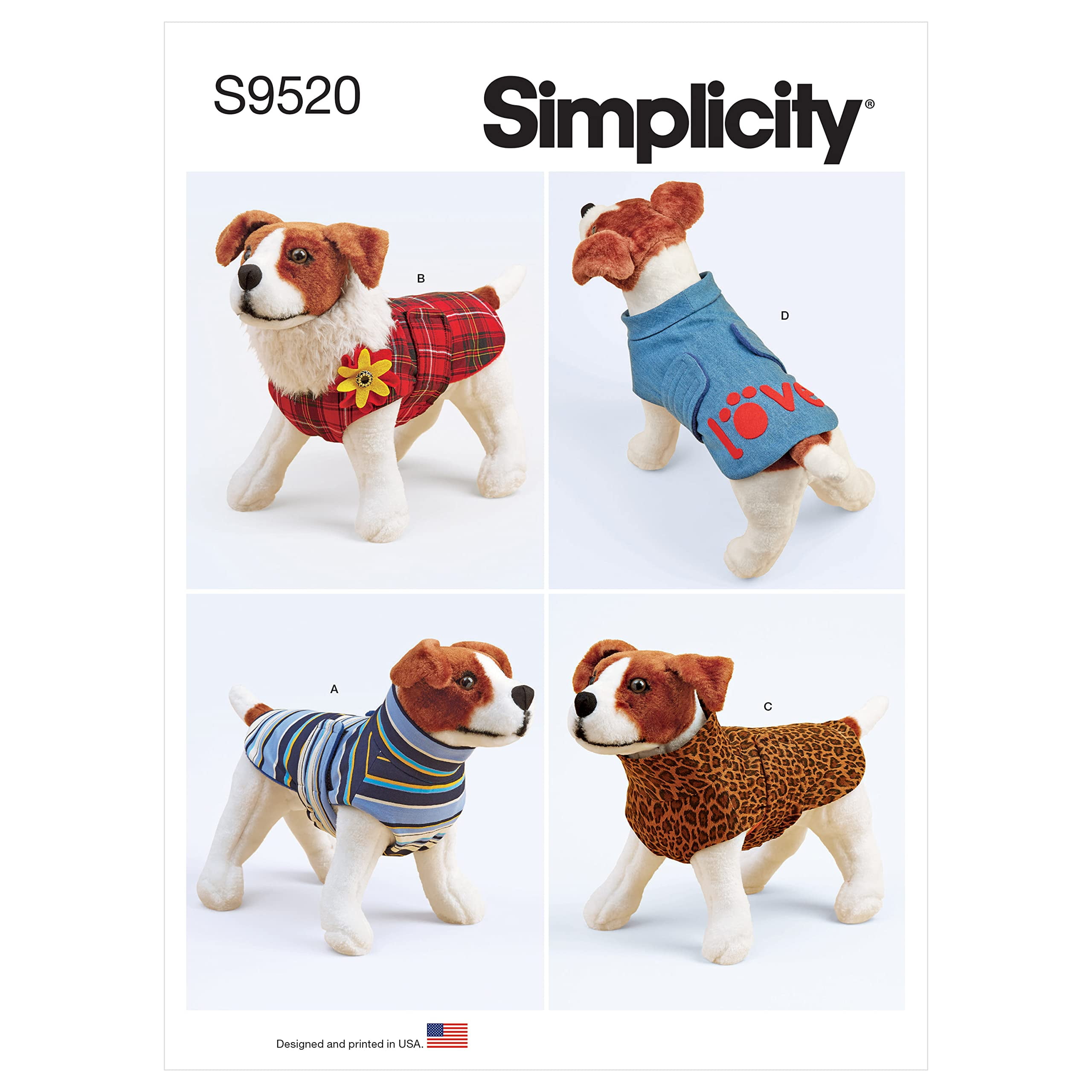 Simplicity Dog Coat Sewing Pattern Kit, Code S9520, Sizes XS-S-M-L-XL ...