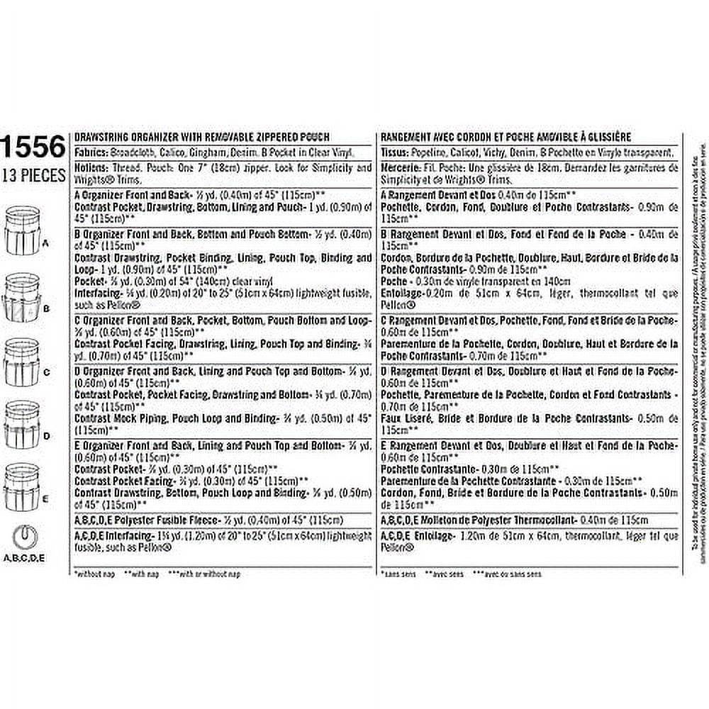 Simplicity Drawstring with Removable Zippered Pouch Pattern, 1 Each ...