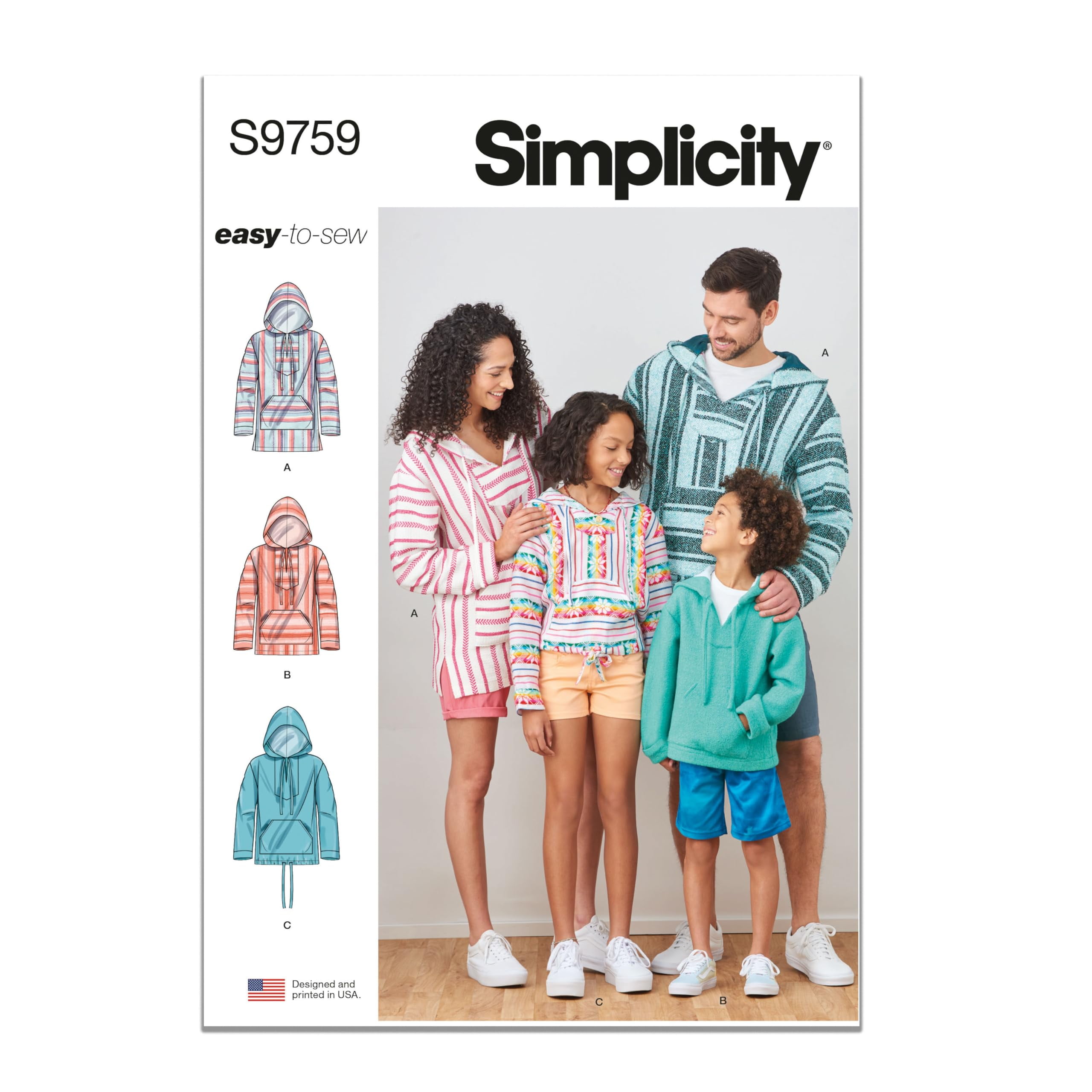 Simplicity Easy Children's, Teens' and Adults' Hoodie Sewing Pattern ...