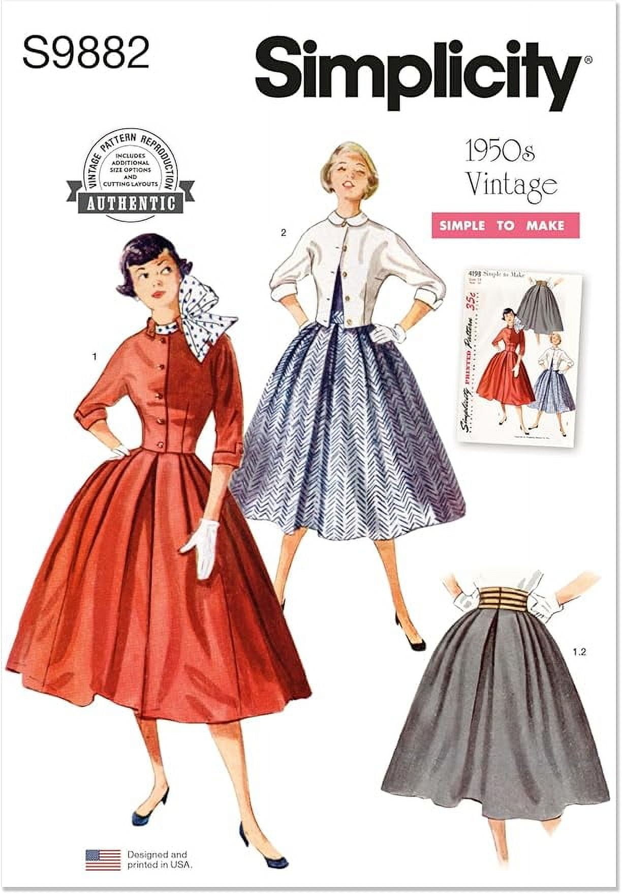 Simplicity Easy to Make Vintage 1950's Misses' Full Skirt and Fitted ...