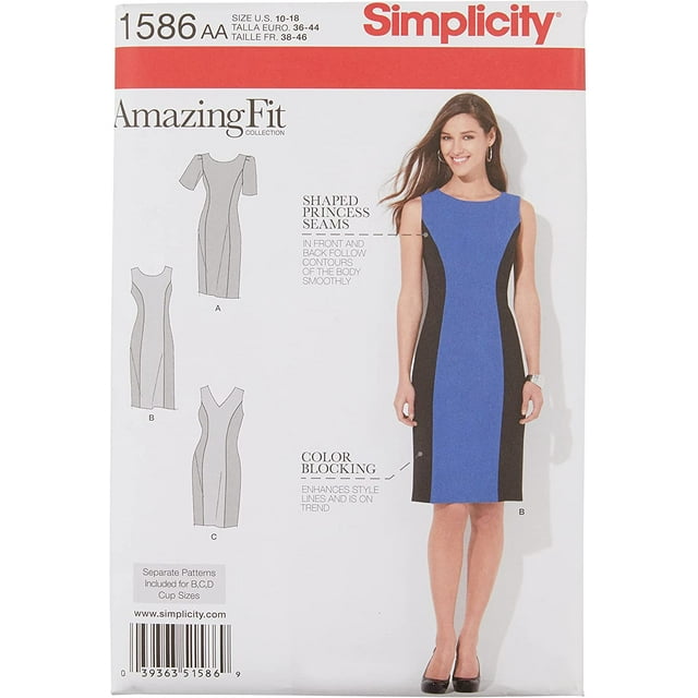 Simplicity Misses' & Plus Size 10-18 Amazing Fit Dress Pattern, 1 Each ...