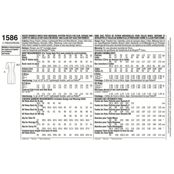 Simplicity Misses' Plus Size 20W-28W Amazing Fit Dress Pattern, 1 Each ...