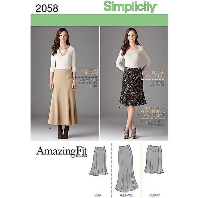 Simplicity Misses' & Plus Size 20W-28W Amazing Fit Skirt Pattern, 1 ...
