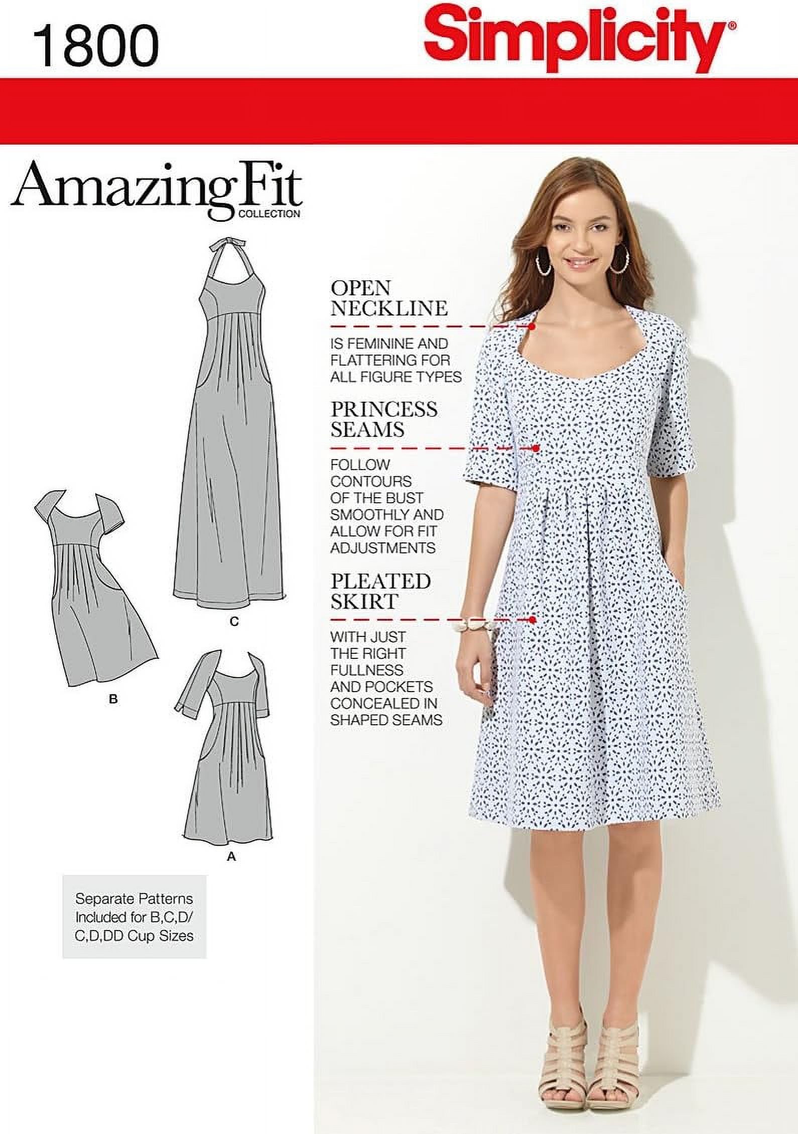 Simplicity Misses' Size 10-18 Amazing Fit Dress Pattern, 1 Each ...