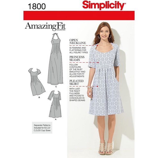 Simplicity Misses' Size 10-18 Amazing Fit Dress Pattern, 1 Each ...