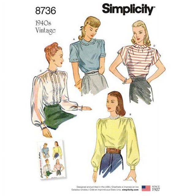Simplicity Misses' Size 6-14 Vintage 1940s Blouse Pattern, 1 Each ...